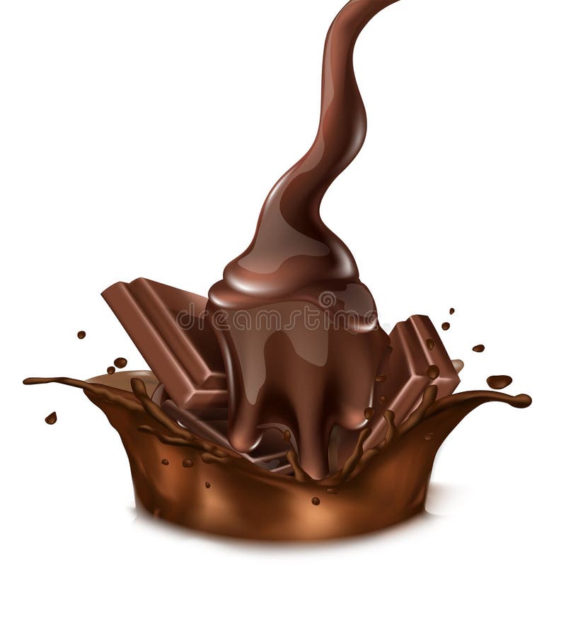 3d Realistic Vector Icon. Chocolate Splash with Liquid and Choco Bar ...