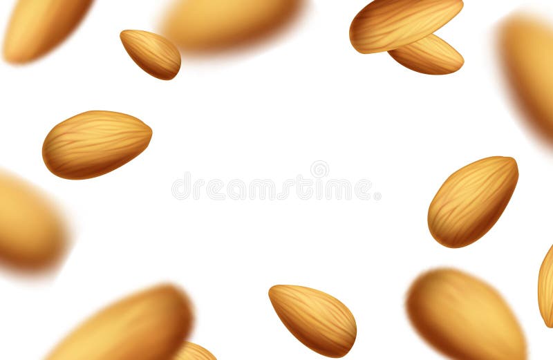 3d Realistic Vector Icon Illustration. Almond Nuts Banner Falling Frame ...