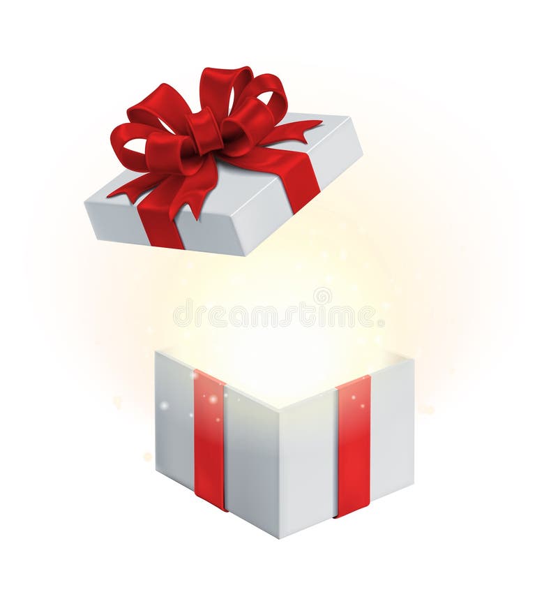 3d Realistic Vector Icon Illustration. Open White Gift Box with Red ...