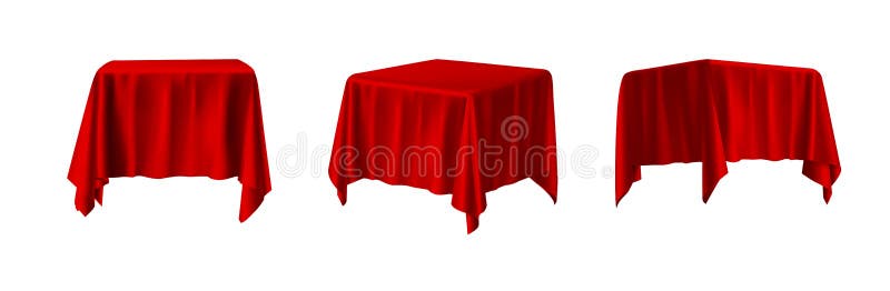 3d Realistic Vector Icon Illustration. Red Tablecloth in Side, Front ...