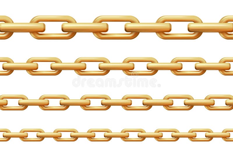3d Realistic Vector Icon Illustration. Seamless Golden Chain. Small and ...