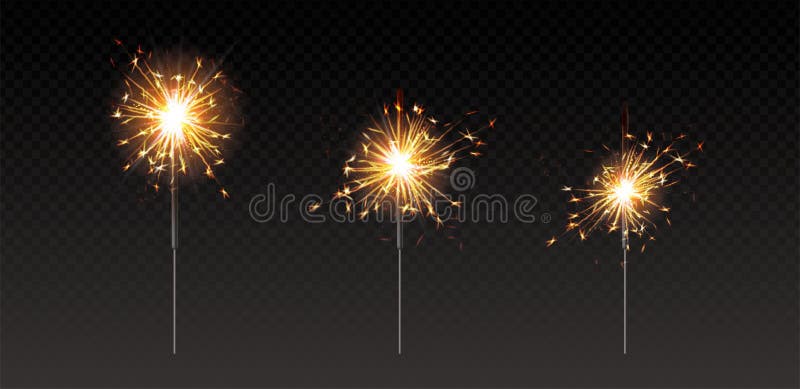 Realistic Vector Icon Set. Celebration Candles, Sparkles. Bengal Fire ...