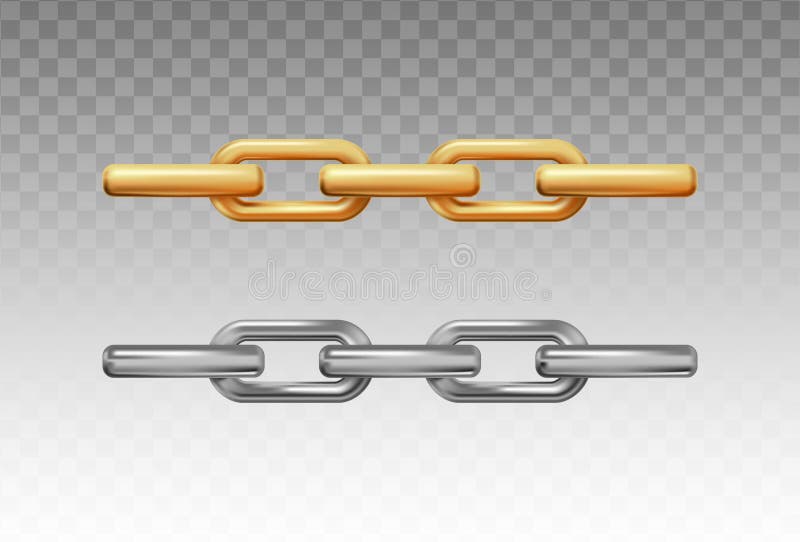 3d Realistic Vector Icon Set. Gold and Silver Chain on Transparnt ...