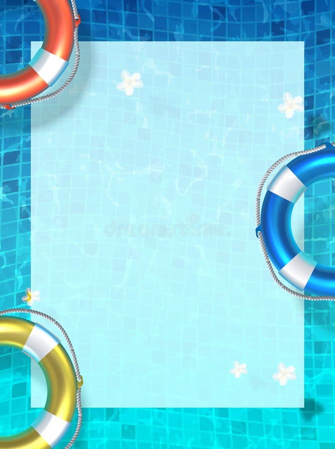 3d Realistic Vector Illustration. Pool Party Banner Top View with ...