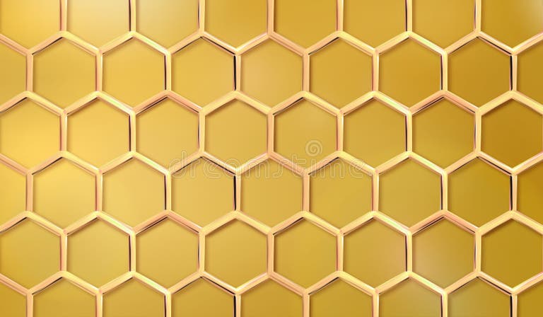 3d Realistic Vector Illustration. Yellow Honeycomb Pattern for Cosmetic ...