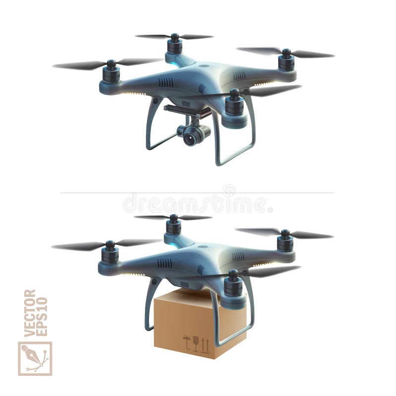3D Realistic Vector Quadcopter with a Portable Camera on a Blue ...