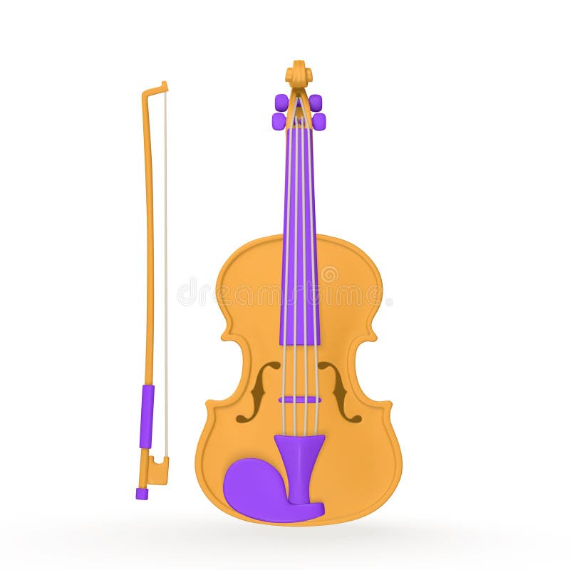 3d Realistic Violin for Music Concept Design in Plastic Cartoon Style ...