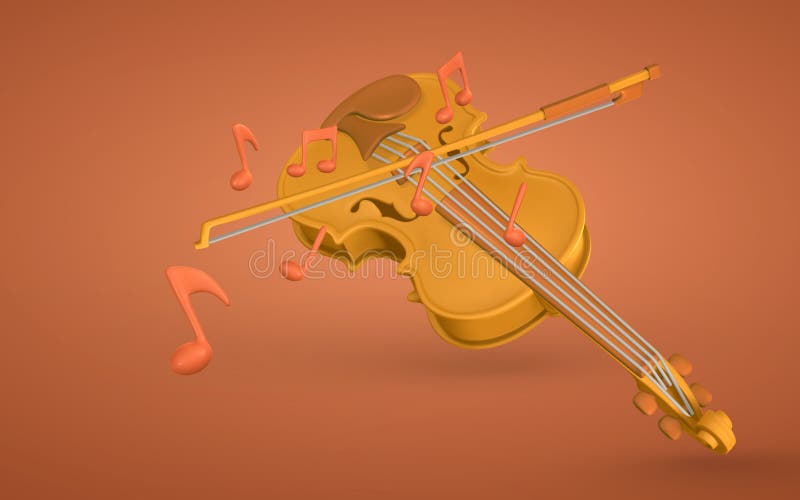 3d Realistic Violin for Music Concept Design in Plastic Cartoon Style ...