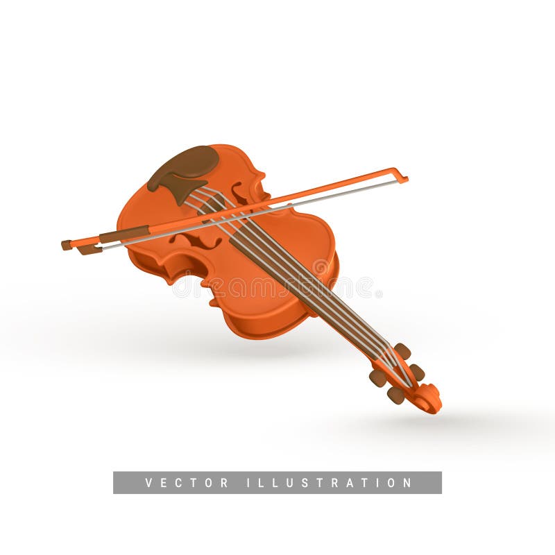 3d Realistic Violin for Music Concept Design in Plastic Cartoon Style ...