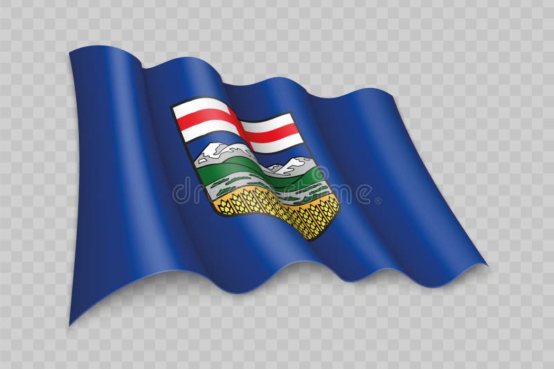 3D Realistic Waving Flag of Alberta is a State of Canada Stock Vector ...