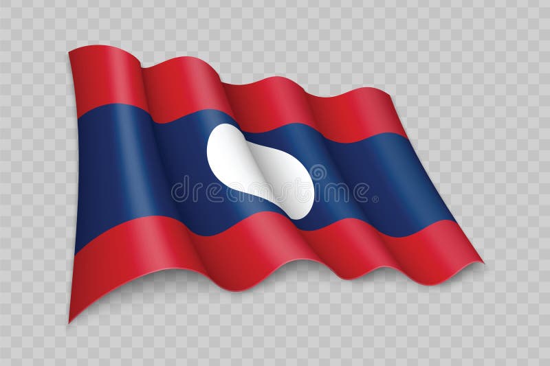 3D Realistic Waving Flag of Laos Stock Vector - Illustration of emblem ...