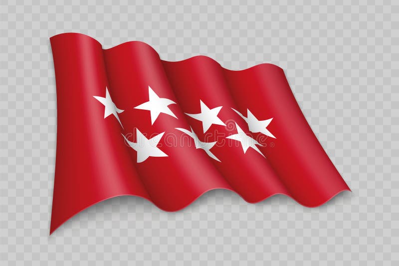 3D Realistic Waving Flag of Madrid is a Region of Spain Stock Vector ...
