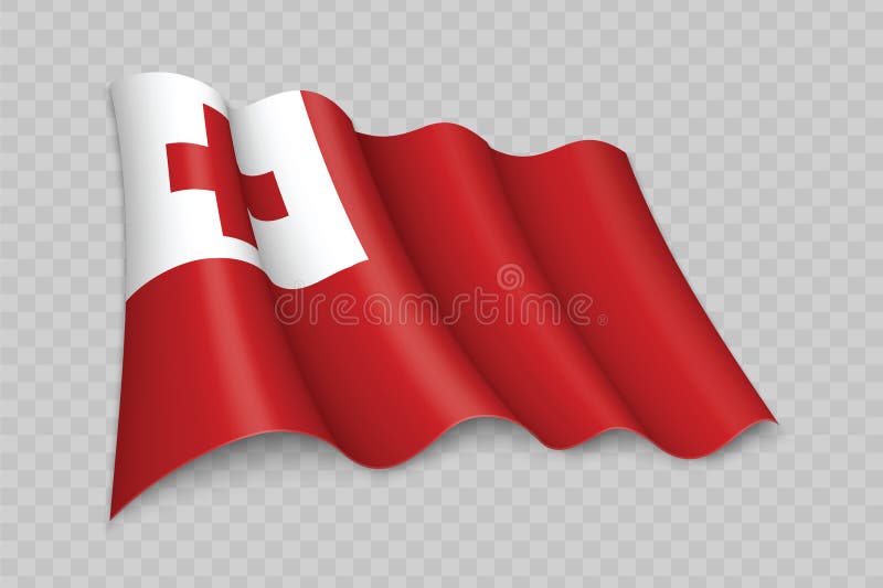 3D Realistic Waving Flag of Tonga Stock Vector - Illustration of satin ...
