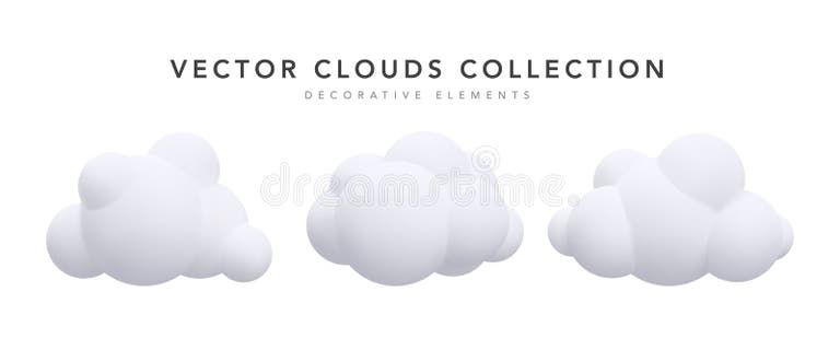 3d Realistic White Clouds Collection. Vector Illustration Stock Vector - Illustration of blue ...