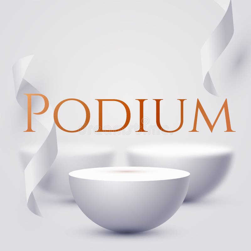 3D Realistic White Round Podium with Soft Light and Ribbon. Circle ... 3D Realistic White Round Podium with Soft Light and Ribbon. Circle ...
