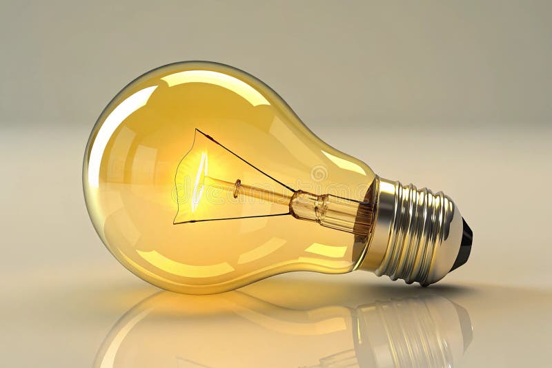 3d Realistic Yellow Lightbulb Illustration Stock Illustration ...