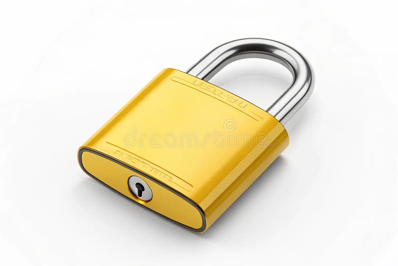 3D Realistic Yellow Locked Padlock Illustration Stock Illustration ...