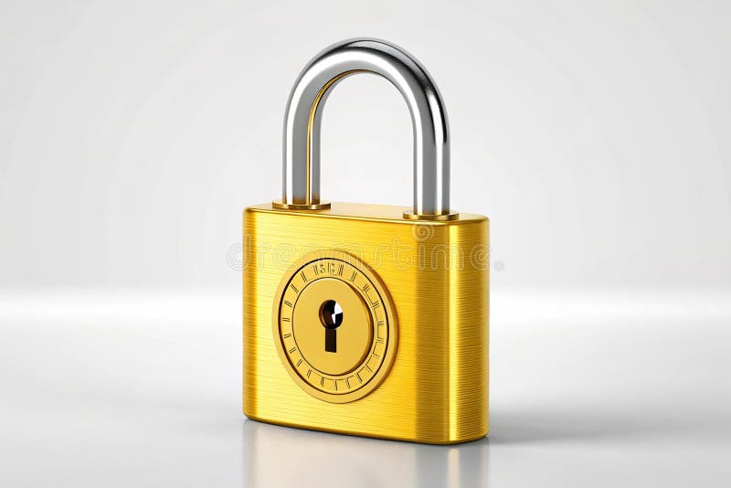 3D Realistic Yellow Locked Padlock Illustration Stock Illustration ...