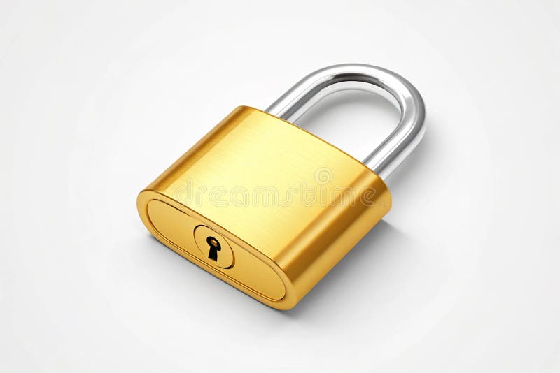 3D Realistic Yellow Locked Padlock Illustration Stock Illustration ...