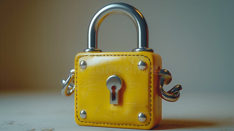3d Realistic Yellow Modern Locked Padlock Isolated on White Stock ...