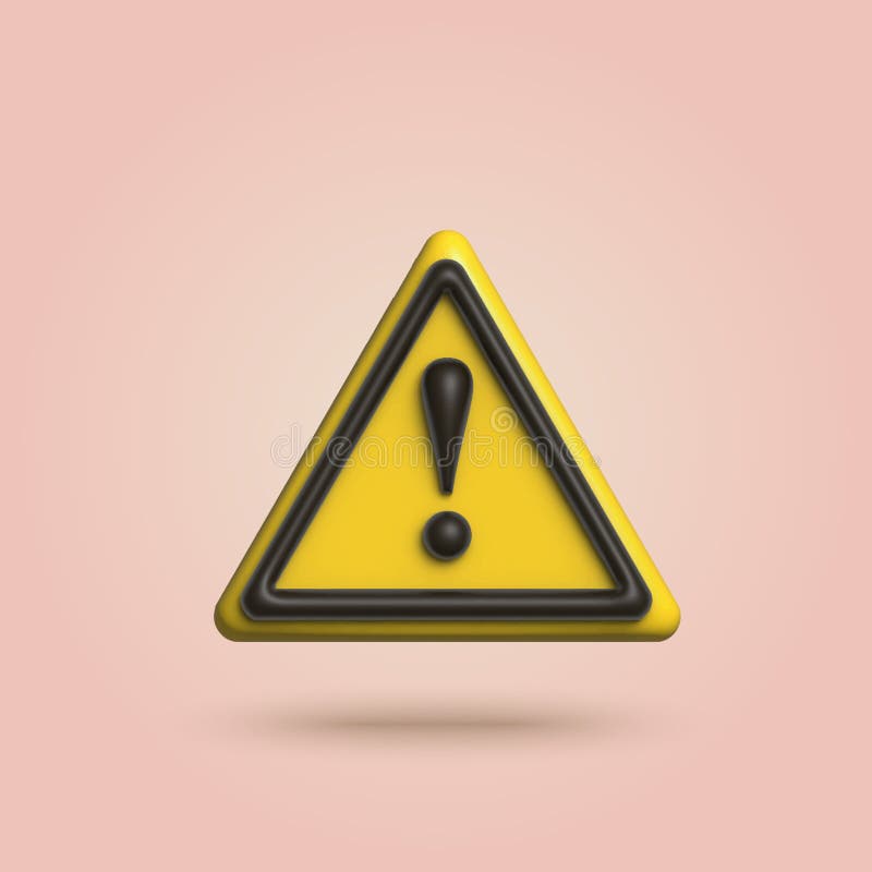 3d Realistic Yellow Triangle Warning Sign Front View. Vector Stock ...