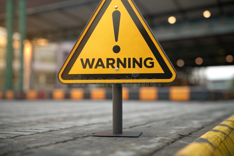 3D Realistic Yellow Triangle Warning Sign Illustration Stock ...