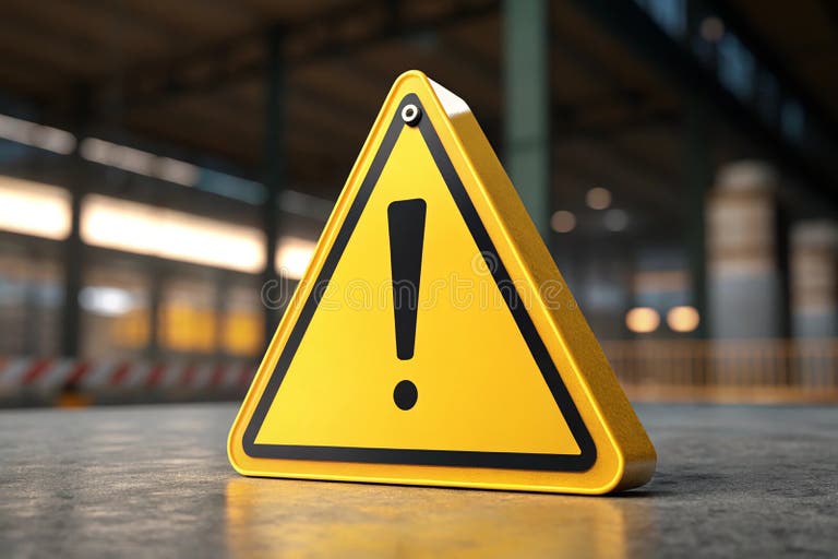 3D Realistic Yellow Triangle Warning Sign Illustration Stock ...