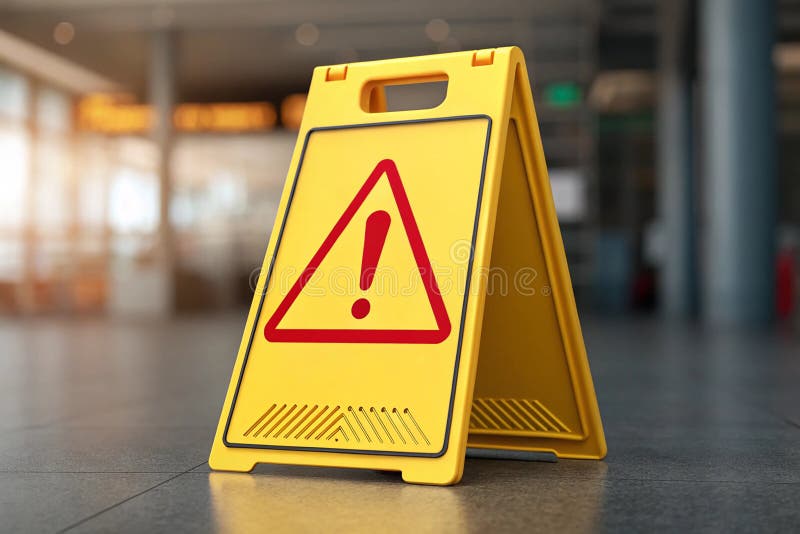 3D Realistic Yellow Triangle Warning Sign Illustration Stock ...