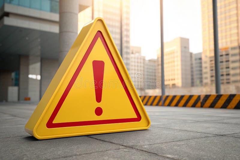 3D Realistic Yellow Triangle Warning Sign Illustration Stock ...