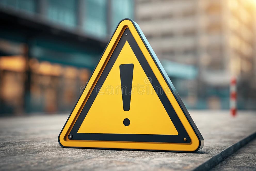 3D Realistic Yellow Triangle Warning Sign Illustration Stock ...