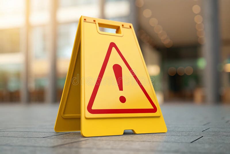 3D Realistic Yellow Triangle Warning Sign Illustration Stock ...