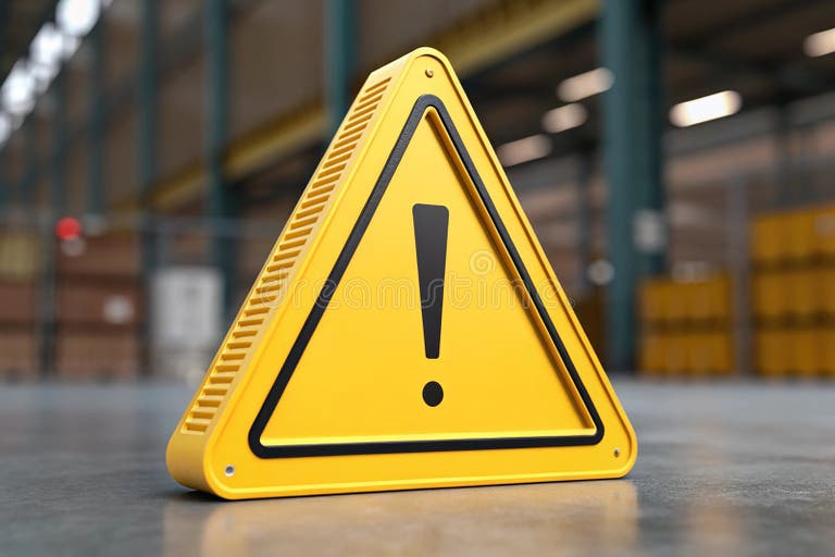 3D Realistic Yellow Triangle Warning Sign Illustration Stock ...