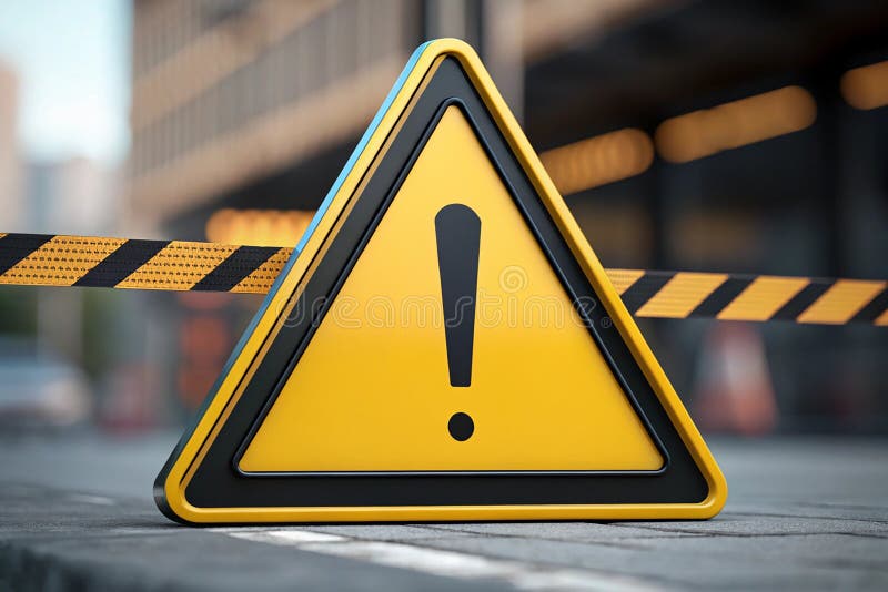 3D Realistic Yellow Triangle Warning Sign Illustration Stock ...