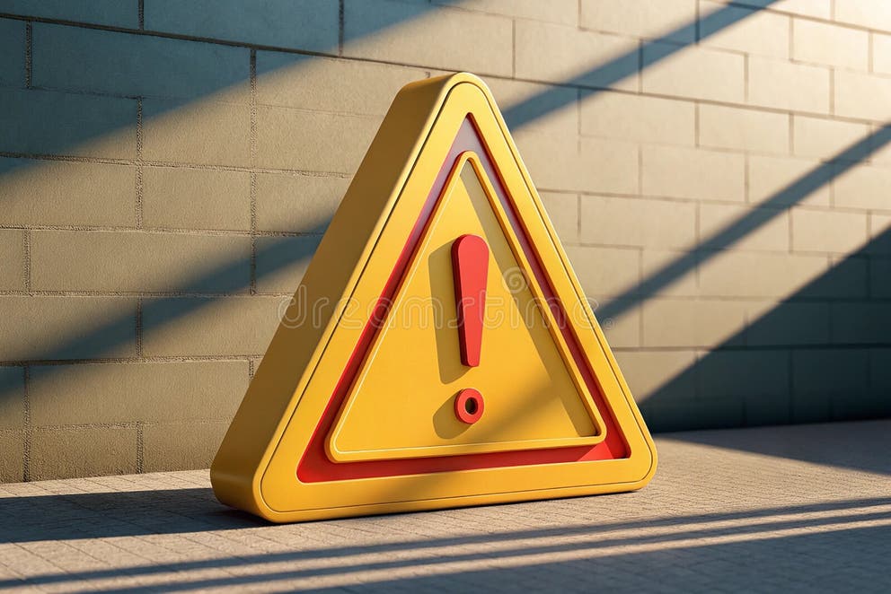 3D Realistic Yellow Triangle Warning Sign Illustration Stock ...