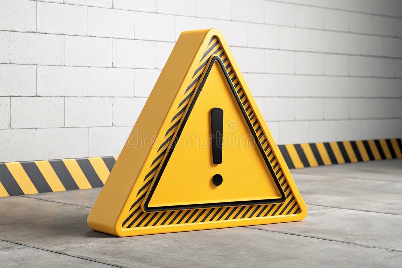 3D Realistic Yellow Triangle Warning Sign Illustration Stock ...