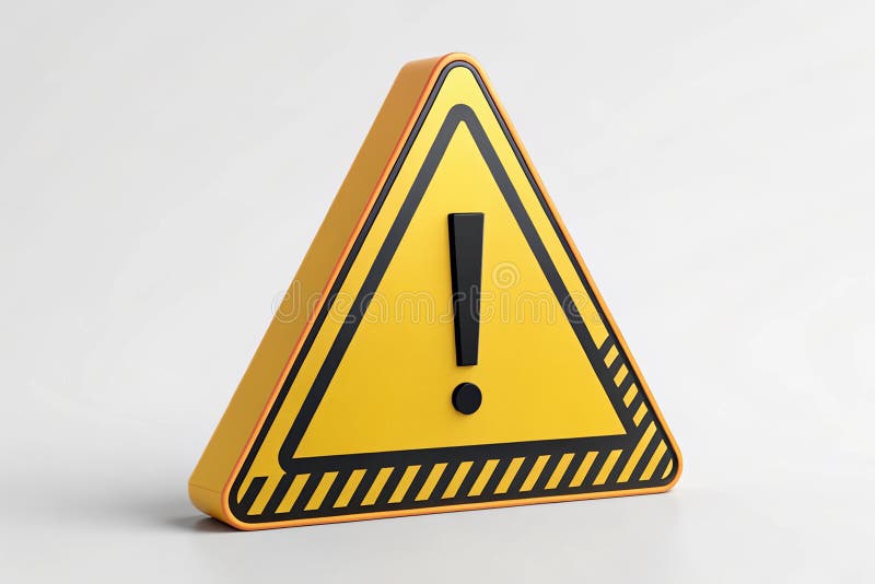 3D Realistic Yellow Triangle Warning Sign Illustration Stock ...