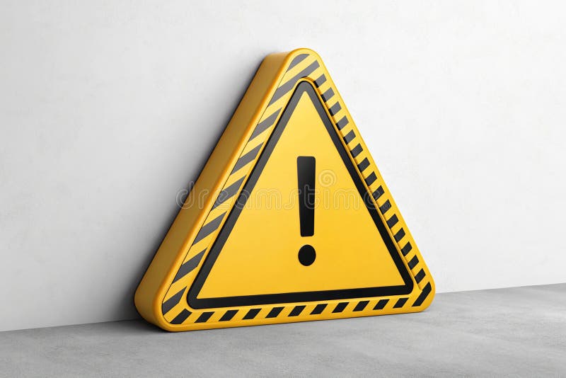 3D Realistic Yellow Triangle Warning Sign Illustration Stock ...