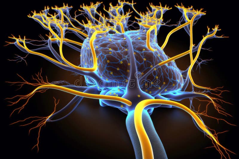 A D Reconstruction of a Neural Circuit. Generative AI Stock ...