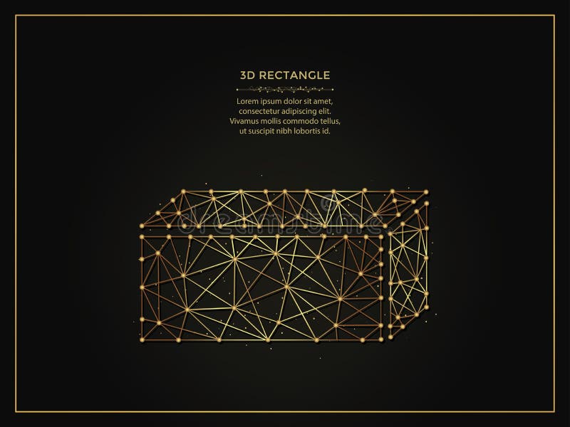 3d Rectangle Golden Abstract Illustration on Dark Background Stock ...
