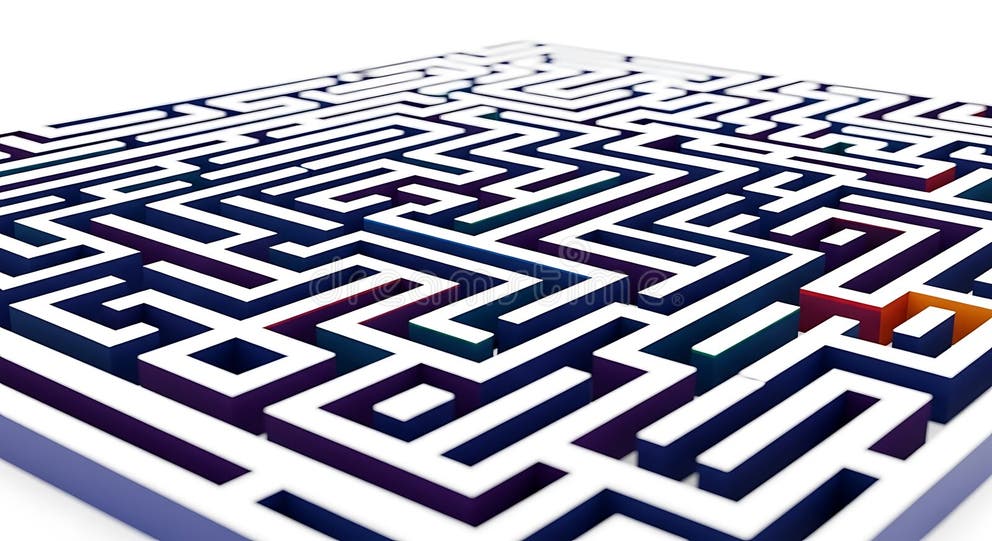 A 3D Rectangular Maze with Raised Walls in Various Shades of Blue and ...