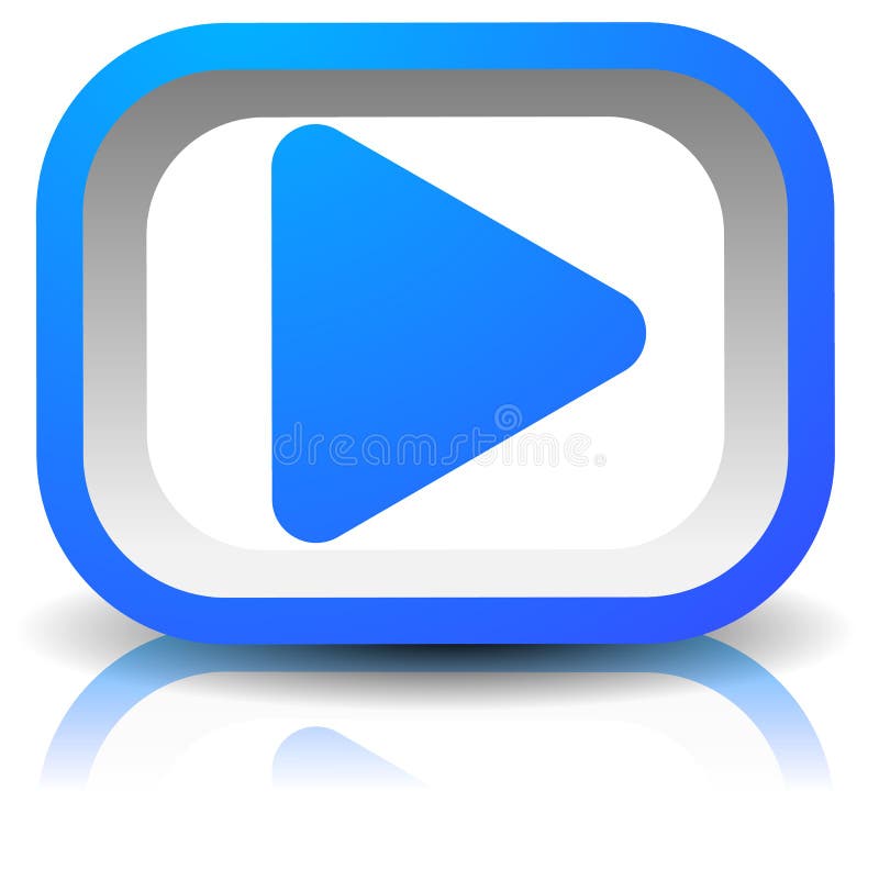 3d Rectangular Play Button with Shadow and Reflection Isolated O Stock ...