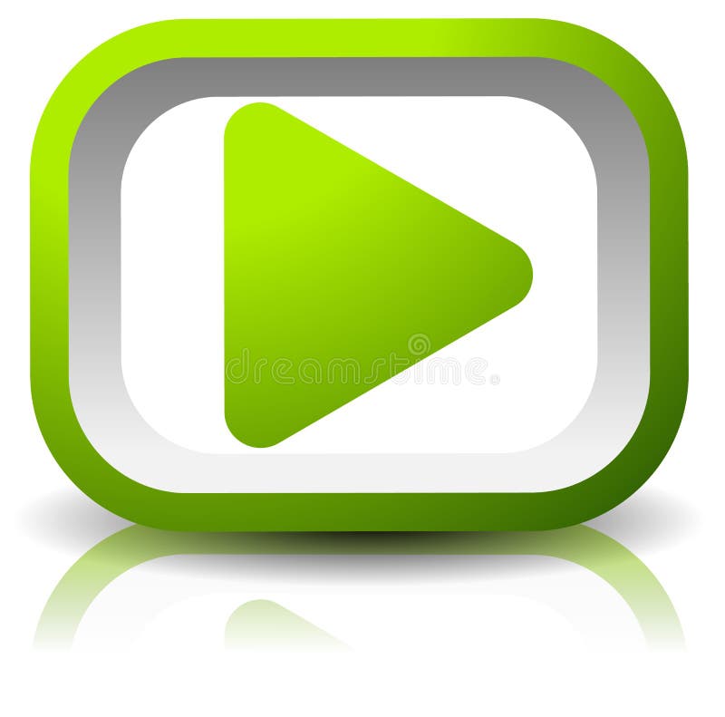 3d Rectangular Play Button with Shadow and Reflection Isolated O Stock ...