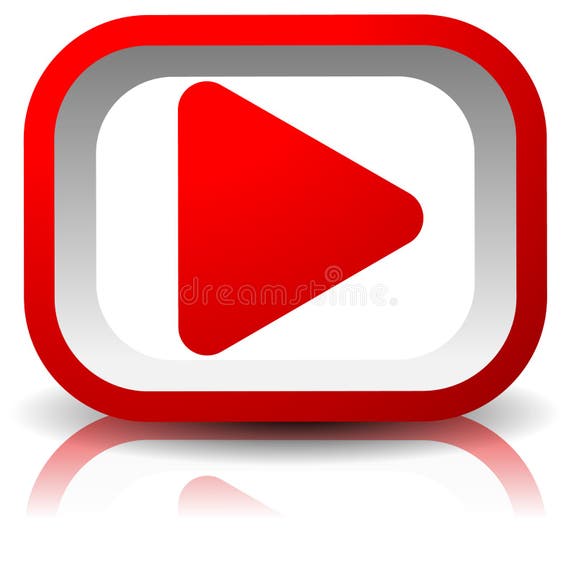 3d Rectangular Play Button with Shadow and Reflection Isolated O Stock ...