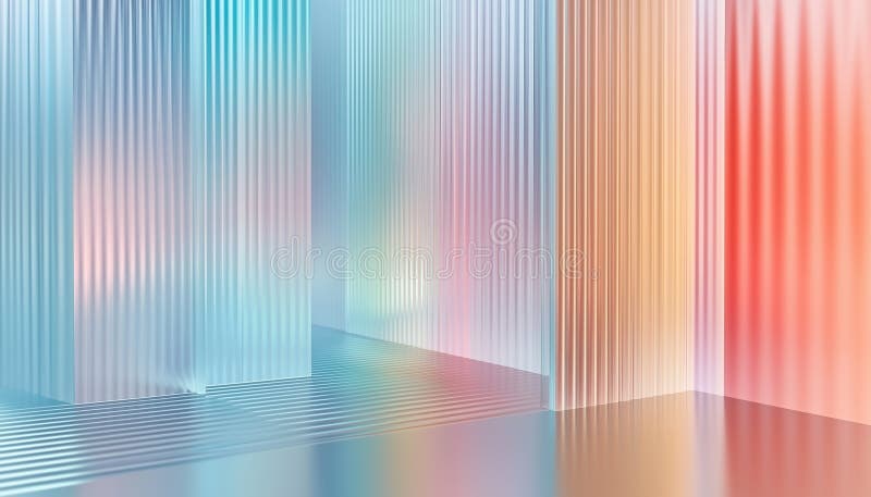 3d Rectangular Stand with Ribbed Glass Effect and Transparent Plastic ...