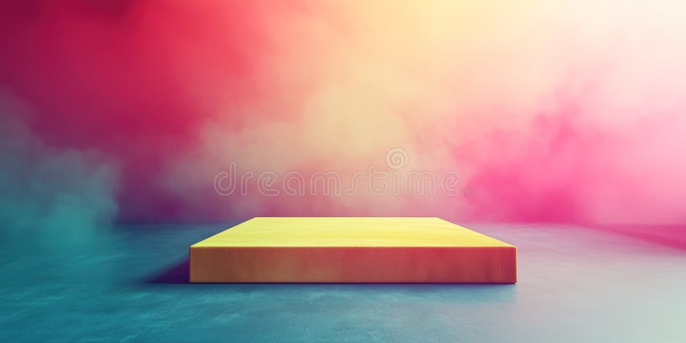 3d Rectangular Yellow Showcase Stage Studio Environment Smoke Stock ...