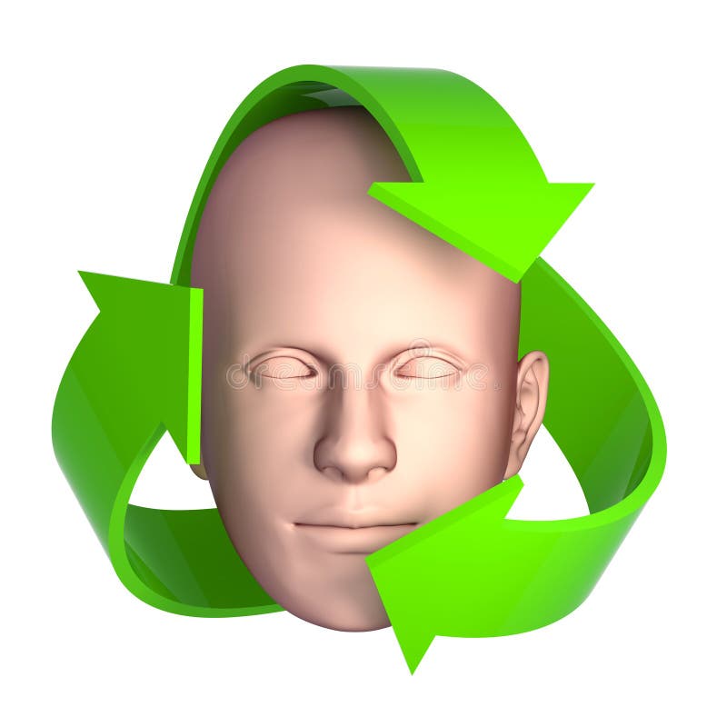 3d Recycle symbol and head stock illustration. Illustration of life ...