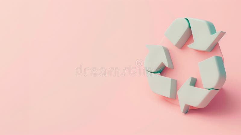 3D Recycle Symbol on Pink Pastel Background with Copy Space Stock ...