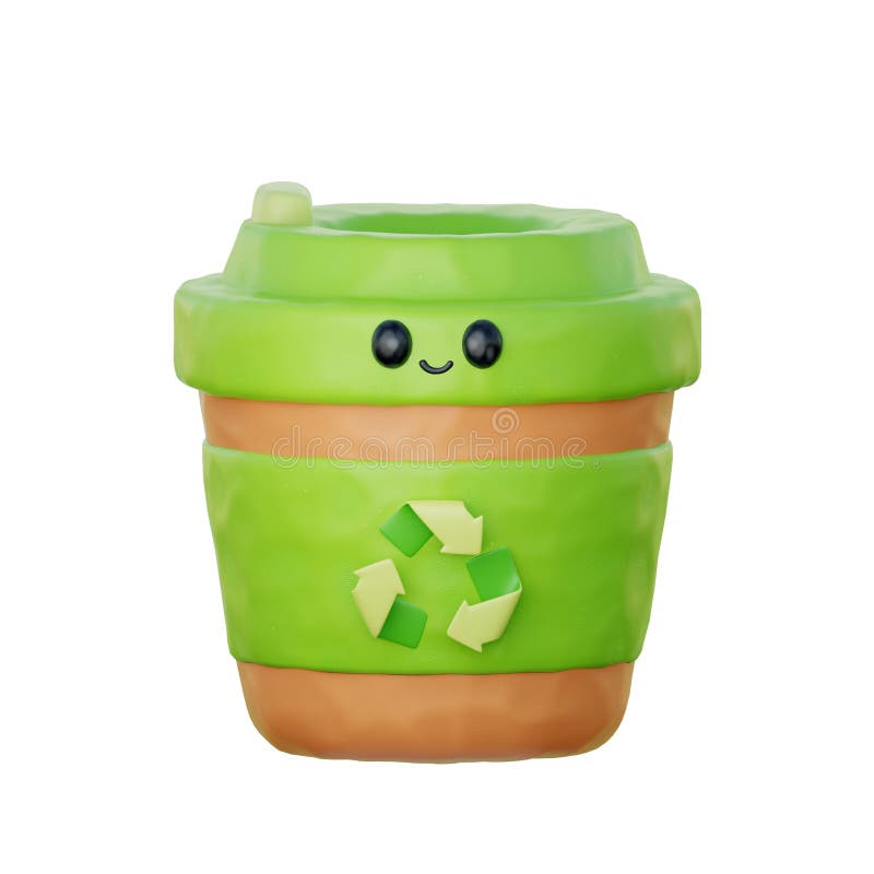 3d Recycling Coffee Cup. World Environment Day, Eco Friendly, 3d ...