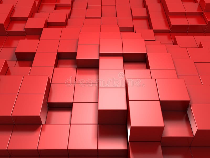 3d Red Abstract Background of Cubes Stock Illustration - Illustration ...