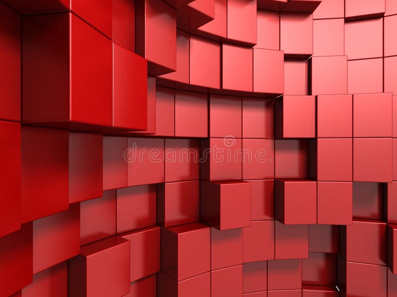 3d Red Abstract Background of Cubes Stock Illustration - Illustration ...